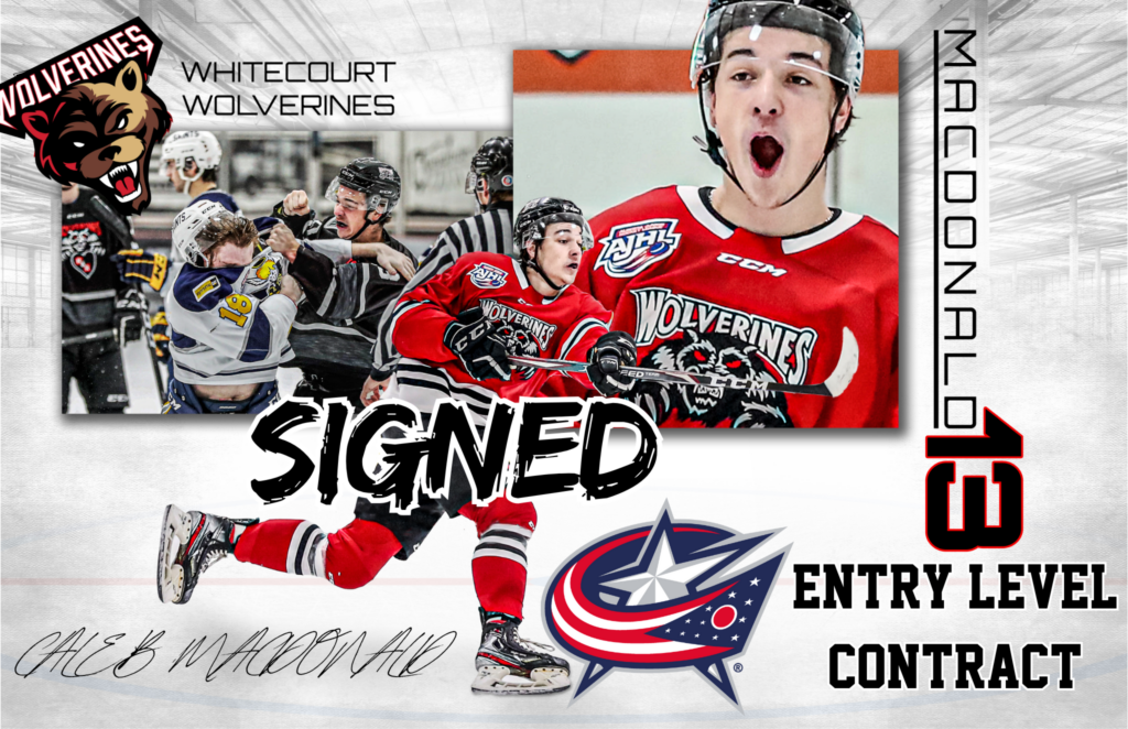 Caleb MacDonald signs Entry Level Contract | Whitecourt Wolverines